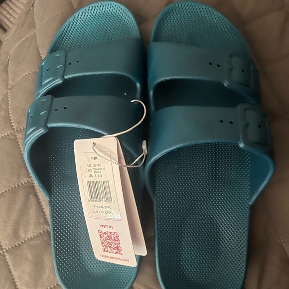 Shoes | Blue Slide Sandals | Poshmark